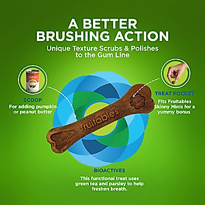 Fruitables Bioactive Dental Chews | Gluten and Grain-free Dental Treat | Superfood Formulated | Medium Dogs | 10 count