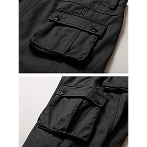 AKARMY Men's Fleece Lined Hiking Pants Outdoor Cargo Pants Casual Work Ski Pants with 8 Pockets Black 42