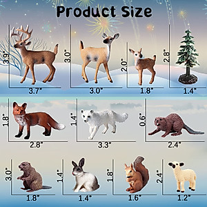 20PCS Plastic Forest Animals Figures, Realistic Woodland Creatures Figurines Miniature Toys Animal Tree Kit Wild Animal Toys Gift for Kids Toddlers, Party Favors Cake Topper Diorama Supplies