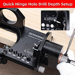 GOINGMAKE Metal Concealed Hinge Jig with Quick Clamp and Dust Vacuum Adapter Concealed Door Hinge Jig 35mm Cabinet Hinge Jig Hinge Hole Drilling Jig for Woodworking Door Cabinet Hinges Mounting Tool