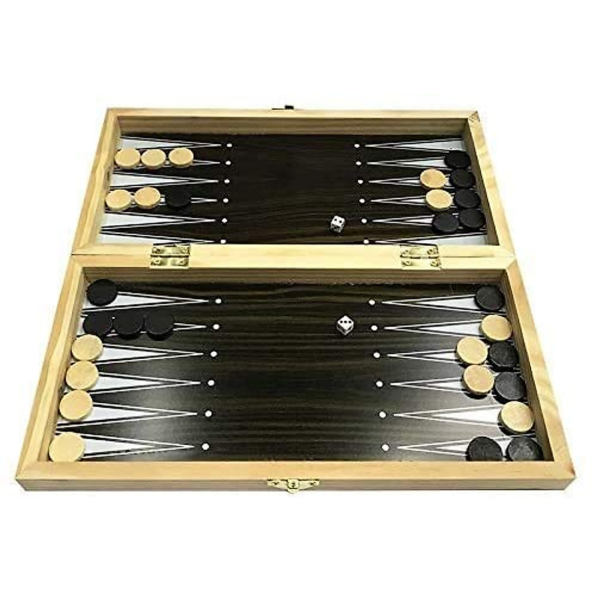 Chess Portable Set Checkers Set Wooden 3 in 1 Printed Chessboard Travel Board Games International Set Backgammon Checkers Game LQHZWYC (Color : 34 X 34 cm)