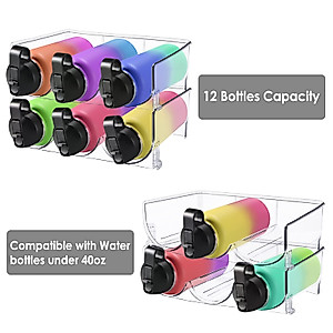 4 Pack Water Bottle Organizer for Cabinet, Pantry, Freezer. Stackable Water Bottle Storage Rack, Plastic Cup Holder for Kitchen Countertop Storage, Sports Flask, Baby Bottle, Water Bottle Storage