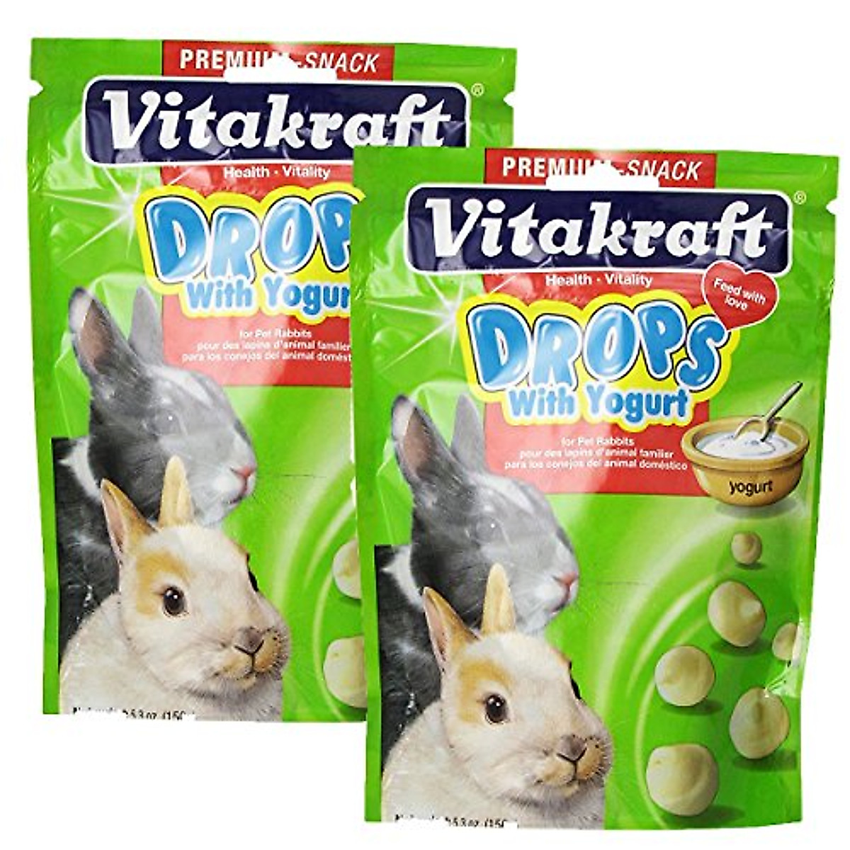 Vitakraft Rabbit Drops and 5.3-Ounce Pouch, Yogurt Drops (2-Pack)