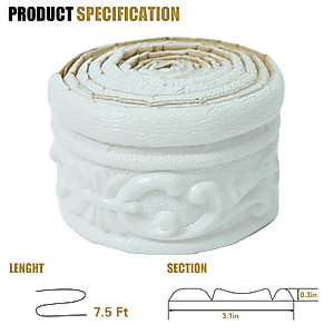 WAPANE 90" x 3.1" Peel Stick Foam Molding Trim Self Adhesive, Crown Molding Wallpaper Border Flexible, 3D Wall Edging Lines Foam Baseboard, Wall Base Moulding Trim for Home, Hotel DIY Decoration