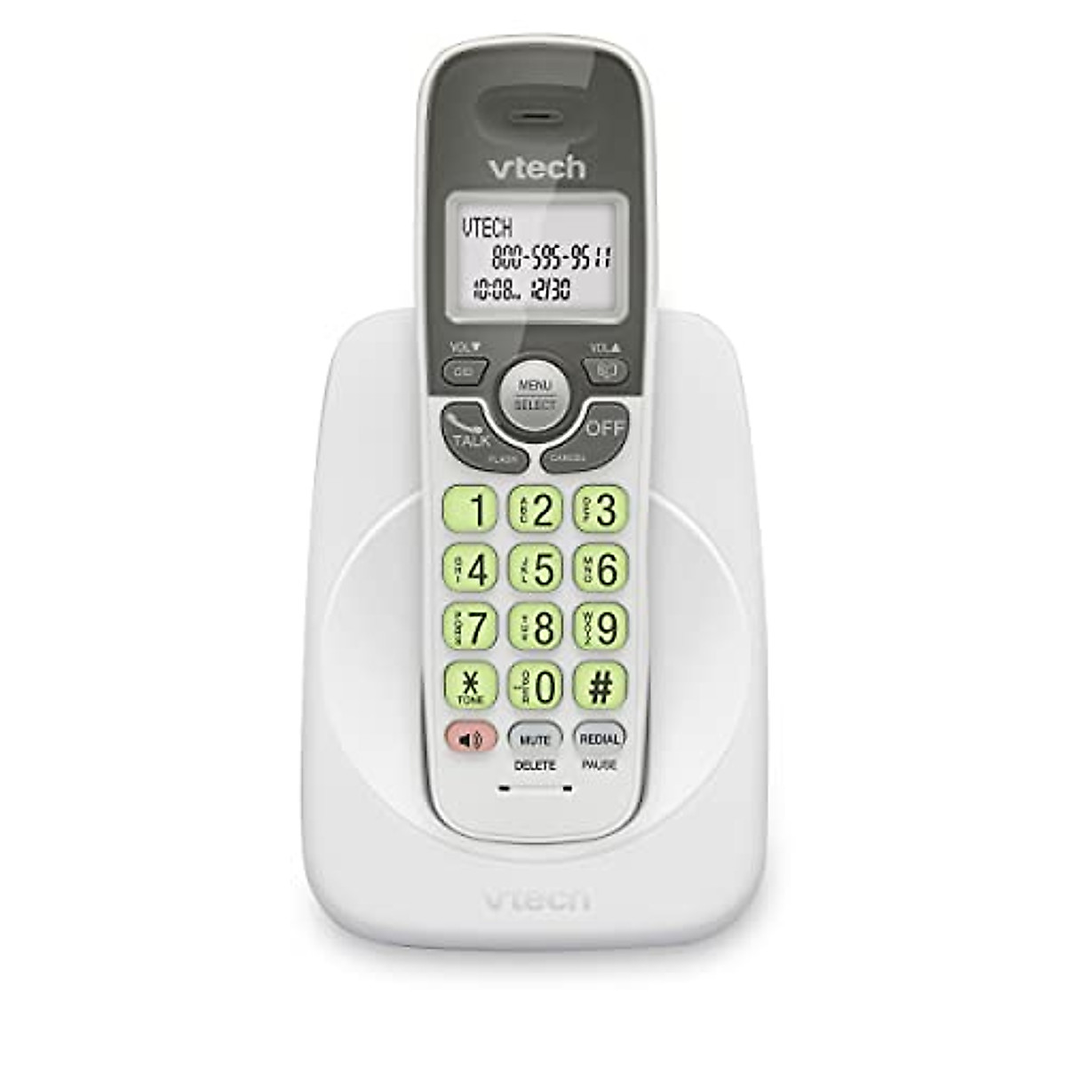 VTech VG101 DECT 6.0 Cordless Phone for Home, Blue-White Backlit Display, Backlit Big Buttons, Full Duplex Speakerphone, Caller ID/Call Waiting, Easy Wall Mount, Reliable 1000 ft Range (White/Grey)