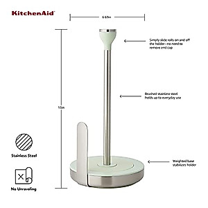 KitchenAid Classic Stainless Steel Paper Towel Holder, Pistachio 13-Inch