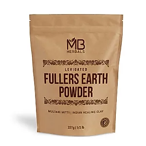 MB Herbals Fullers Earth Powder 8 oz | 0.5 lb | Fuller's Earth Powder | Multani Mud Mitti | Indian Healing Clay | Bentonite Clay | 100% Pure No Added Fragrance | Natural Face Pack