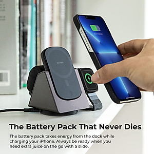 PITAKA 3 in 1 Charging Station, Apple Charging Station for iPhone 16/15/14/13/12, Air Pods Pro/3/2, and Apple Watch with Portable Magsafe Battery Pack [MagEZ Slider 2]