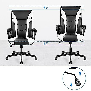 MARURY Modern Home Office Desk Chair, Office Chair Computer Desk Chair, Leather W/Padded Armrest White Chairs, for Home Office Make Up