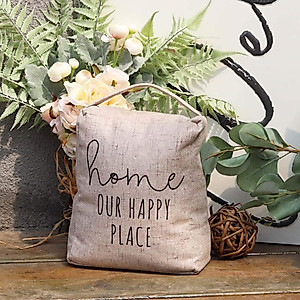 Home Our Happy Place Door Stop with Handle|Decorative Weighted Fabric Door Stopper for Bedroom, Living Room, Exterior Doors