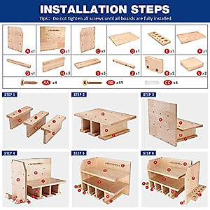 WORKPRO Power Tool Organizer, Cordless Drill Holder Storage Wall Mount with 5 Drill Hanging Slots, Screwdriver Rack, Solid Wooden Tool Storage for Garage, Workshop, Warehouse