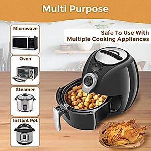 AEROSS Square Air Fryer Paper Liners Disposable, 120Pcs, 7.9Inch - Parchment Paper for Air Fryer– Unbleached, Oil-Resistant, Leak-Proof Liners– Perfect Liners for Microwave & Oven– BONUS Silicon Brush