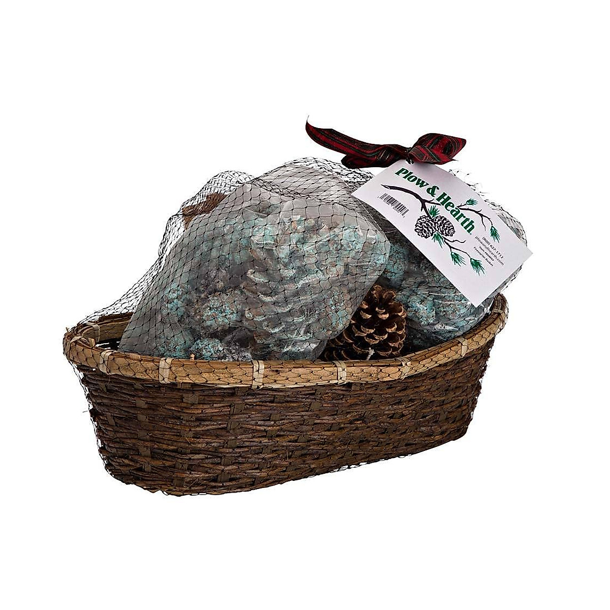 Plow & Hearth Fire Starter Basket with Fatwood, Color Cones and Wax Cones