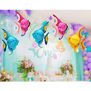 90shine 12PCS Tropical Fish Party Decorations Supplies- Under-The-sea/Mermaid/Luau/Hawaiian/Kids Birthday Table Centerpiece