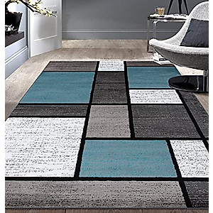 Contemporary Modern Boxes Area Rug 7' 10" X 10' 2" Blue/Gray