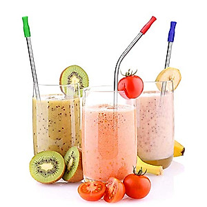 Silicone Tips for Stainless Steel Straws | Set of 8 x 6mm Multi-colored Anti-burn Safety Straw Tips and Anti Rattle Grommets | Food Grade, 8 colors, Fits Steel Straws 0.24" wide