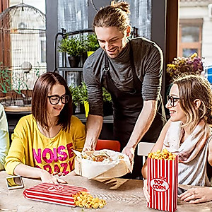 500 Pcs 2 oz Paper Popcorn Holders Red and White Striped Popcorn Bags Flat Bottom Popcorn Supplies for Carnival Baseball Party Movie Theater Concession Stands Snack Bar