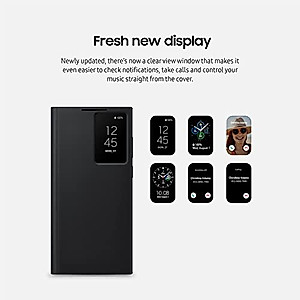 Samsung Galaxy S22 Ultra S-View Flip Cover, Protective Phone Case, Tap Control, Cutting Edge Design, US Version, Black, (EF-ZS908CBEGUS)