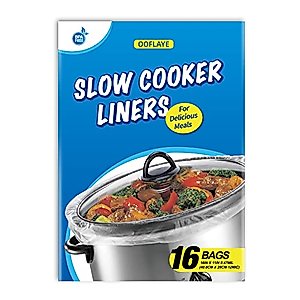 16 Counts Slow Cooker Liners Small Size( 11 x 16 Inch) Kitchen Disposable Cooking Bags Fits 1 to 3 Quarts Safe for Oval or Round Pot (16)