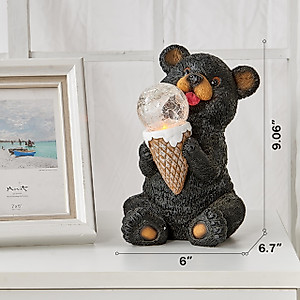 The Roo - Black Bear Solar Light Figurine - Outdoor Waterproof Garden Statue - Animal Garden Decor Light - Solar Lantern for Outside - Housewarming Gifts - Patio, Yard, and Lawn