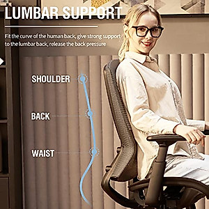 ELABEST Mesh Office Chair,Ergonomic Computer Desk Chair,Sturdy Task Chair- Adjustable Lumbar Support & Armrests,Tilt Function,Comfort Wide Seat,Swivel Home Office Chair (ELATASK, Grey)