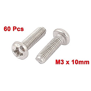 uxcell M3 x 10mm 304 Stainless Steel Cross head Phillips Pan Head Screws Bolt 60pcs