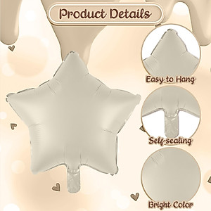 40 Inch Cream 1 Balloon Decor, Beige Tan Brown Heart Balloons, Foil Neutral Nude Sand White Helium Star Number 1 Balloons for Girls 1st Birthday Anniversary Baby Shower Party Boho Decoration Supplies