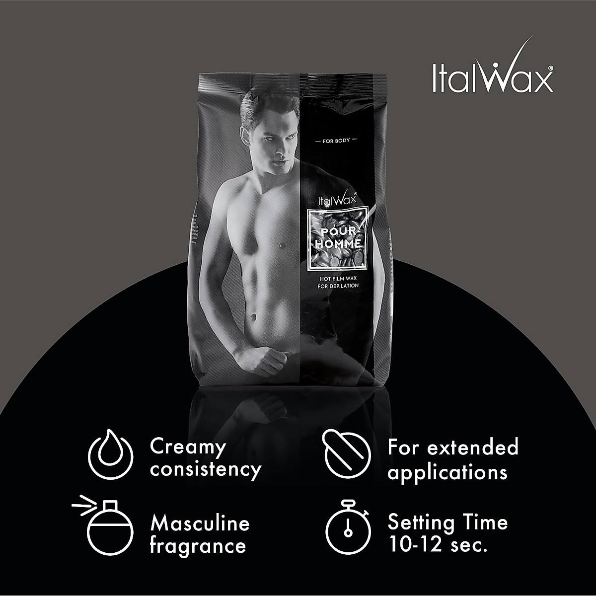 Italwax Pour Homme - 1kg / 2.2lb - Hard wax beads for hair removal - Special for man - Natural formulation - Easily removes coarse hairs - Ideal for barber shops