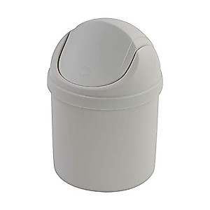 Zerdyne Plastic 0.7 Gallon Tiny Garbage Can, Mini Trash Can with Swing-Top Lid, White