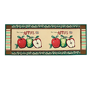 yazi Fabric Kitchen Mat Area Rug Fresh Picked Apples Non-Slip Rubber Backing Floomat,47x18 Inches