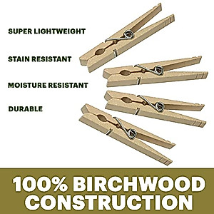 20PCS 3in Clothes Pins Wooden Clothespins for Multipurpose Everyday Laundry, Restaurant Menu, Towels, Craft, Photos, Grape Clip, Greenhouse Clip, Gardening Clip
