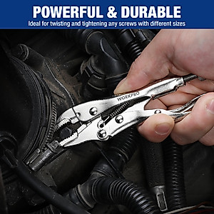 WORKPRO Locking Pliers, 4-inch Curved Jaw Vice Grips pliers, Chromium-Vanadium Steel Locking Pliers with Wire Cutter, Locking Adjustable Vise Grips for Clamping Twisting Welding
