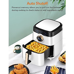 Air Fryer, ALLCOOL Airfryer Oven 8QT Large Air Fryer 1700W 8-in-1 with Touch Screen Air Fryers Dishwasher Safe Nonstick Tray Freidora de Aire 32 Recipes BPA & PFOA Free White Air Fryer