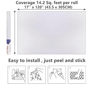 Arthome 17"x120" White Contact Paper, Peel and Stick Matte Wallpaper, Self Adhesive Decorative Vinyl Paper for Countertop, Cabinet, Table, Shelves, Furniture Renovate and Wall Covering Decoration