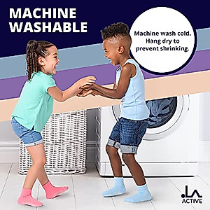 LA Active Baby Socks 12-36 Months - 6 Pairs of Newborn, Infant & Toddler Socks for Boys and Girls with Non-Slip Grip - Crew Style - Grayscale