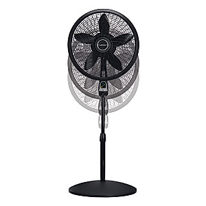 Lasko 1843 18″ Remote Control Cyclone Pedestal Fan with Built-in Timer, Black Features Oscillating Movement and Adjustable Height
