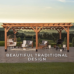 Backyard Discovery Beaumont 20x12 ft All Cedar Wood Pergola, Durable, Quality Supported Structure, Snow and Wind Supported, Rot Resistant, Backyard, Deck, Garden, Patio, Outdoor Entertaining