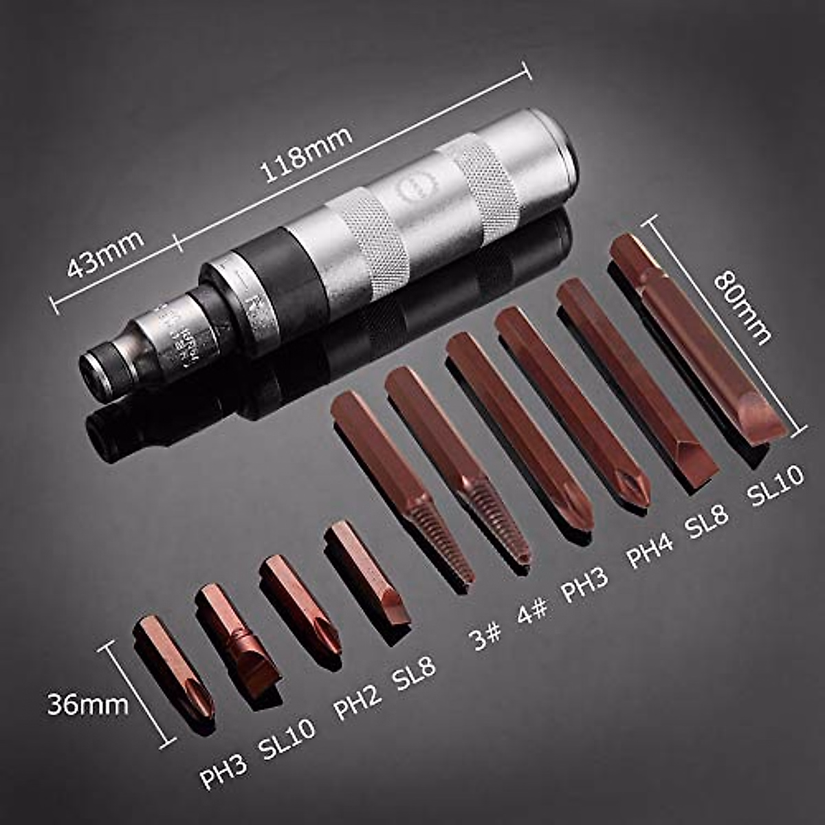 AKM 1/2" Hand Manual Reversible Impact Driver Set Extractor-12 PCS Impact Screwdriver S2 Steel Much More Durable Disengage Rusted Fasteners or Frozen Bolts