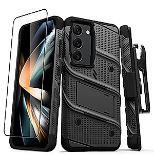 ZIZO Bolt Bundle for Galaxy S23 Case with Screen Protector Kickstand Holster Lanyard - Black