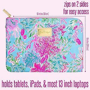 Lilly Pulitzer Padded Tech Sleeve with Small Zip Pouch for Accessories, Cute Laptop Case for Women, Tablet Bag or 13 Inch Laptop Sleeve (Cay to My Heart)