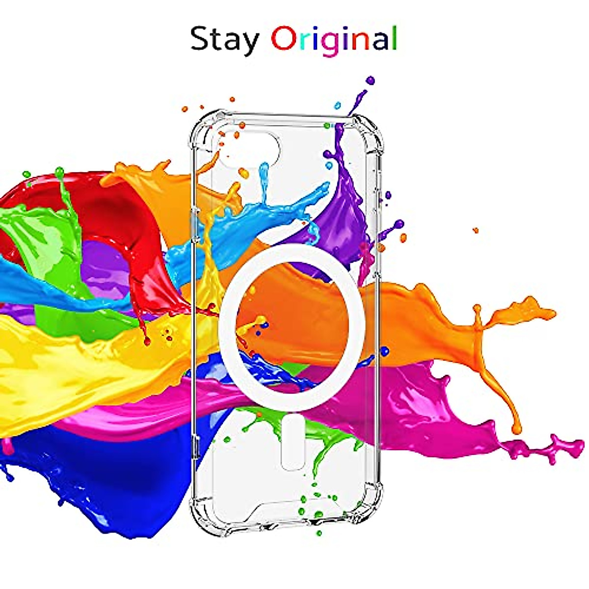 TORU MX Slim for iPhone SE 2022/iPhone SE 2020/iPhone 8 Magnetic Case, Compatible with Magsafe, Transparent HD Clear Case with Crossbody Strap, Scratch Resistant, Air Bumper Shock-Absorbing Corners