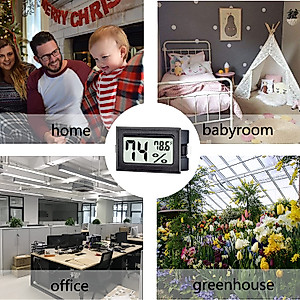 TASOGEN 12 Pack Mini Digital Thermometer Hygrometer Indoor Temperature and Humidity Gauge Meter Monitor Fahrenheit (℉) for Humidor,Greenhouse,Reptile Tank,Home,Jars