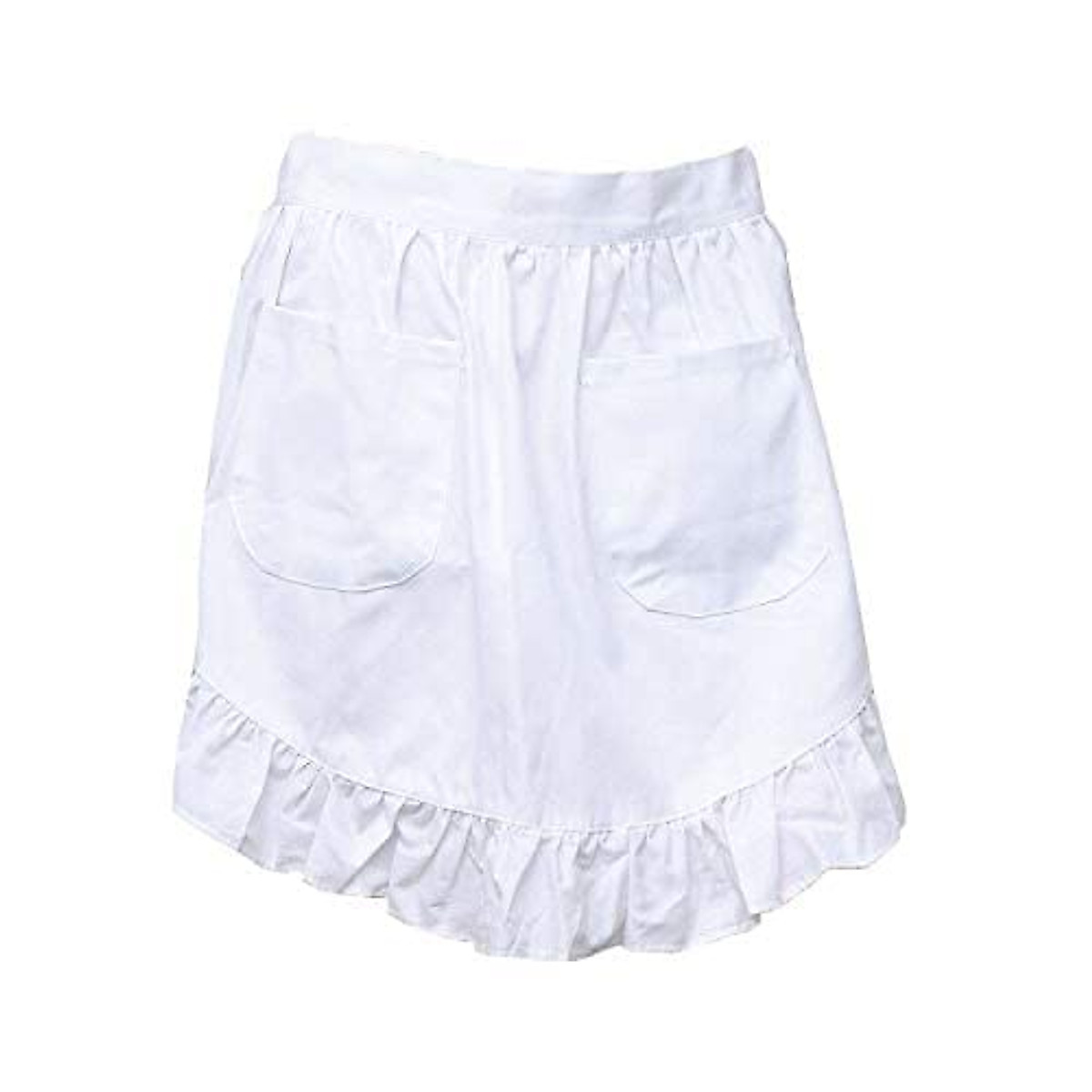 GIGGSKZE Women's Waist Apron with Two Pockets Half Apron Waitress Servant Costume Aprons for Kitchen Cooking Restaurant Coffee Shop (White)