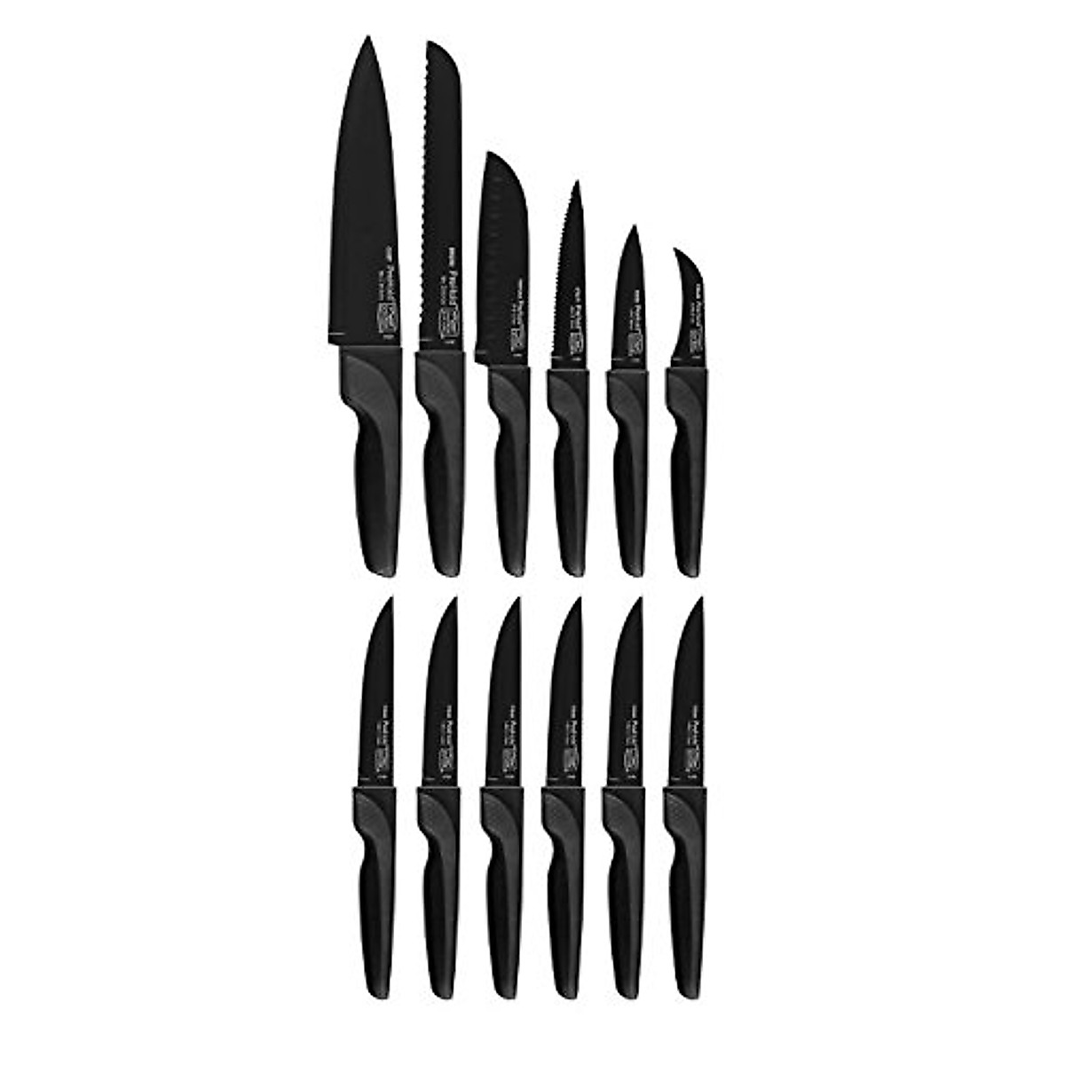 Chicago Cutlery ProHold 14 Piece Dual Kitchen Knife Block Set, Stainless Steel Blade with Black Non-Stick Coating, Ergonomic Handle Kitchen Knife Set