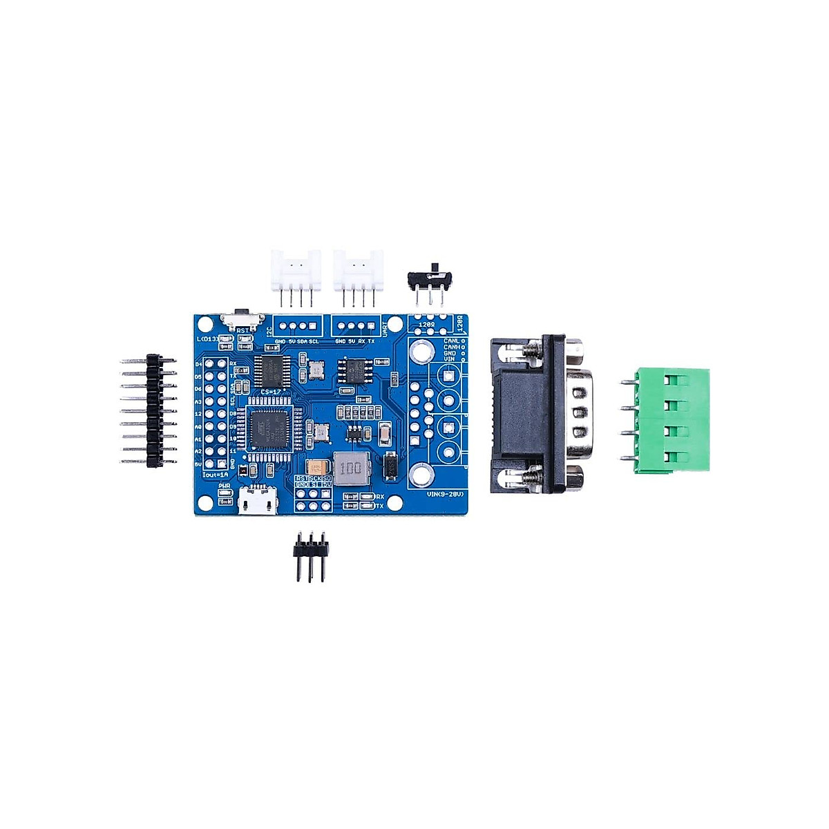 Seeed Studio CANBed - Arduino CAN-Bus Development Kit, ATmega32U4 with Arduino Leonardo Bootloader, MCP2515 and MCP2551 CAN-Bus Controller and Transceiver.