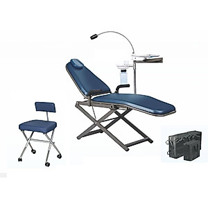 REEHUT Portable Patient Chair with Tray with Integrated LED Exam Light with Dentist Stool + Nylon Bag