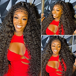 Lace Front Wigs Human Hair 13x4 Deep Wave Lace Front Wigs Human Hair Pre Plucked 22 Inch Deep Wave Lace Frontal Human Hair Wigs for Black Women 180 Density Glueless Brazilian Human Hair Wigs (22inch)