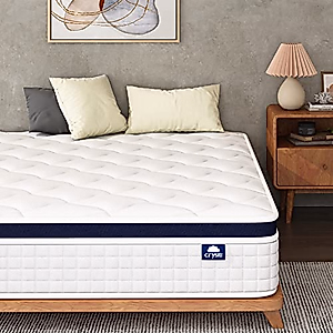 Crystli 12 Inch Full Size Mattress Bed in a Box, Hybrid Mattress with Zero Pressure Foam, Innerspring Mattress for Pressure Relief & Cool Sleep, Medium Firm, CertiPUR-US Certified