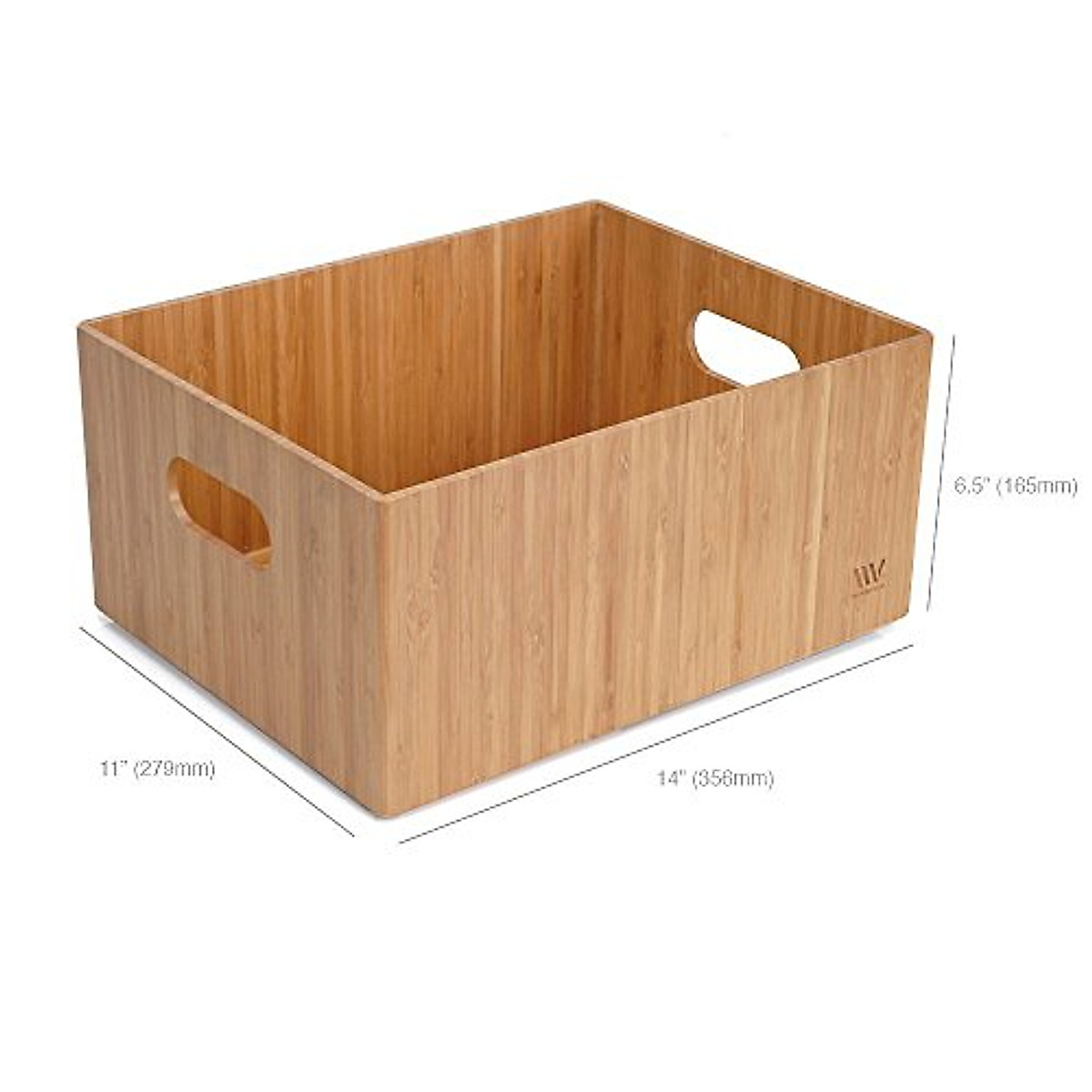 MobileVision Bamboo Storage Box, 14”x11”x 6.5”, Durable Bin w/Handles, Stackable - For Toys Bedding Clothes Baby Essentials Arts & Crafts Closet & Office Shelf