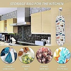 Plastic Bag Holder-2 Pack Wall Mounted Grocery Bag Holder Dispenser Trash Organizer for Kitchen Shopping (Animal)